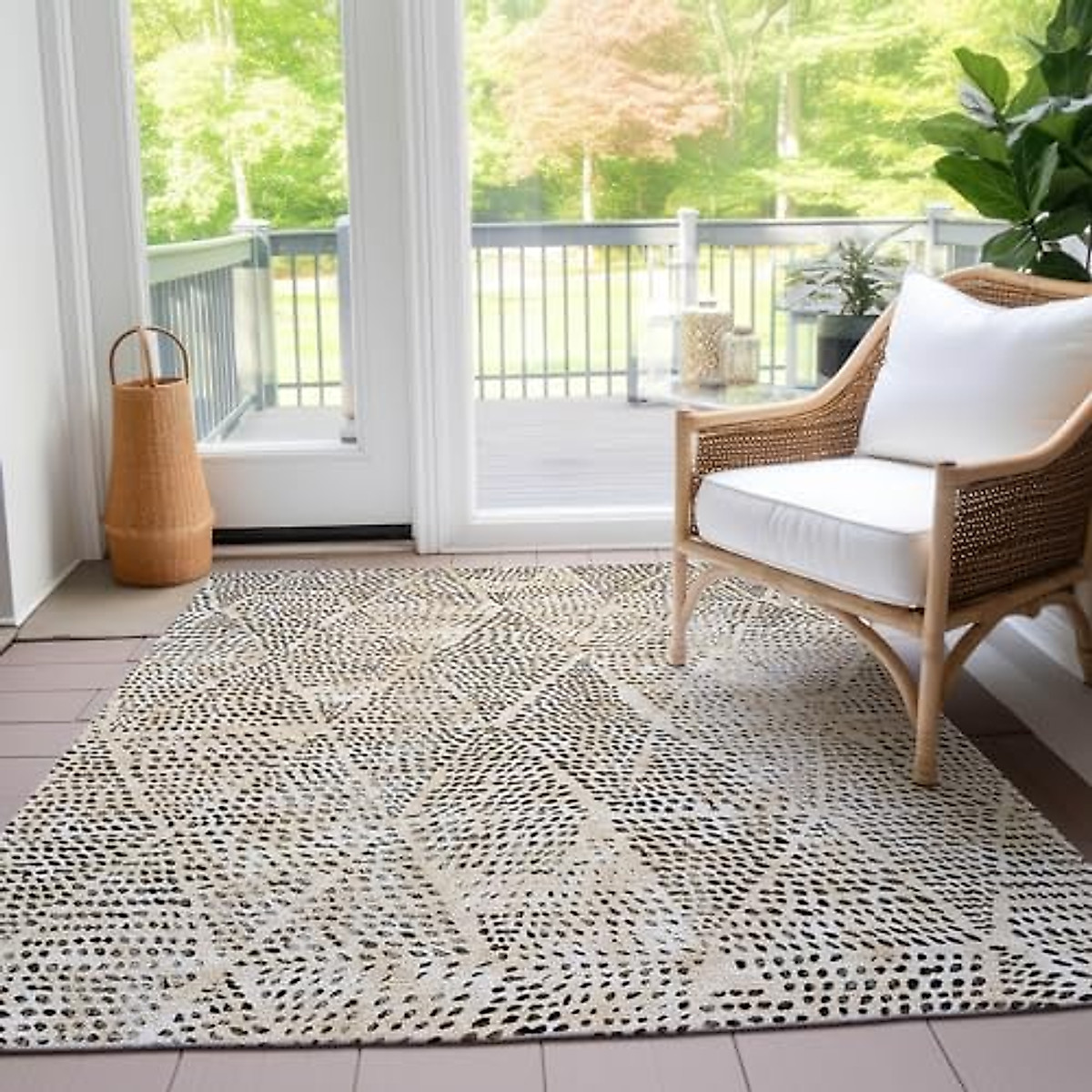 Addison Rugs Chantille ACN591 Beige 10' x 14' Indoor Outdoor Area Rug, Easy Clean, Machine Washable, Non Shedding, Bedroom, Living Room, Dining Room, Kitchen, Patio Rug