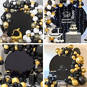 7.5ft Black Round Backdrop Cover Arch Circle Background Cover for Graduation Birthday Party Wedding Decorations
