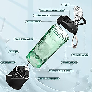 Portable Blender,22 Oz Mini Blender for Shakes and Smoothies,Personal Blender with Rechargeable USB,Fruit,Smoothie,Baby Food Mixing Machine Blender With 6 Blades ,for Home,Kitchen,Travel ,Sports (black)