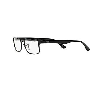Ray-Ban RX6238 Square Prescription Eyeglass Frames, Black/Demo Lens, 55 mm
