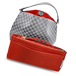 AlgorithmBags Purse Organizer Insert with zippers | designed for Louis Vuitton LV Graceful MM Shaper Liner Divider Protector | 3mm Felt