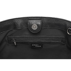 Daisy Rose Tote Shoulder Bag with Front Zipper - PU Vegan Leather - BLACK