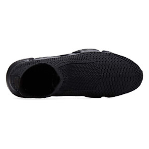 Santiro Tennis Shoes Womens Slip On Shoes Lightweight High Top Sneakers Comfortable Walking Shoes Casual Running Gym Shoes All Black 8 US