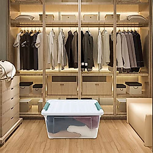 Bblina 6 Packs 35 L Clear Plastic Storage Bins with Lids, Large Storage Tote Boxes