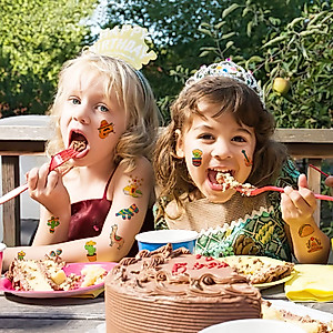 8 Sheets (96PCS) Mexican Tattoos Temporary Taco Twosday Theme Birthday Party Decorations Favors Supplies Stickers For Kids Boys Girls Gifts Classroom School Prizes Rewards