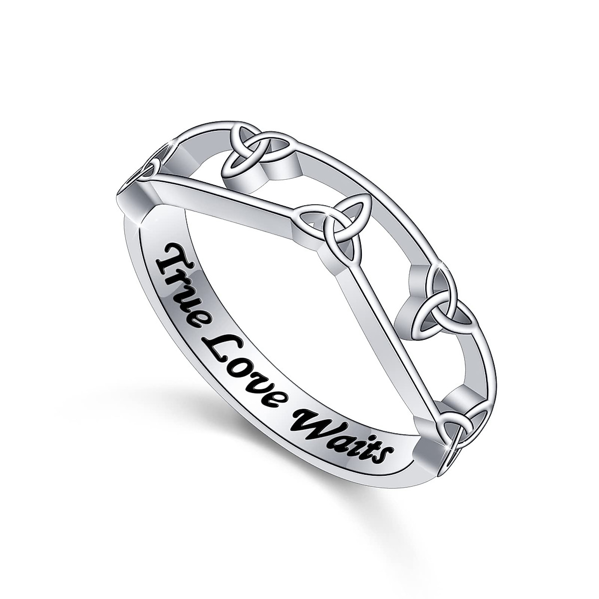 DAOCHONG Celtic Knot Ring Sterling Silver Purity Ring Celtic Love Knot Ring True Love Waits Rings for Women Girlfreind Valentine's Day Size 8