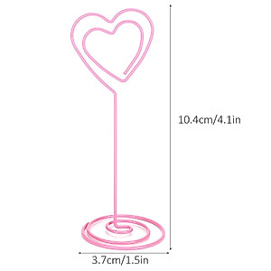 12pcs Table Number Holders, Pink Love Heart Place Card Holder Photo Holders for Tables Wire Photo Holder Clip Table Picture Holder for Wedding Anniversary Birthday Party