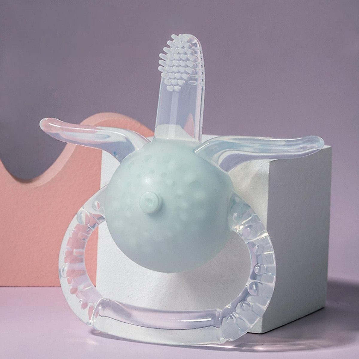 Joymax Baby Teething Toys, BPA-Free and CPSIA Certified Soft Freezable Rattle Molar Teether Toothbrush for Babies 0-6 Month - Food Grade Silicone - Dishwasher & Freezer Safe