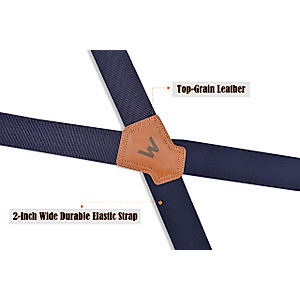 WELKINLAND Navy suspenders for men, Work suspenders, 2 inch wide suspenders, Heavy Duty suspenders, Swivel suspenders, Mens suspenders for jeans, Big and tall suspenders for men