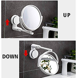 KARAOT Double-Sided Vanity Mirror, Bathroom Shaving Mirror, Wall Mounted Round Cosmetic Vanity, 2X Magnification, 360° Free Rotation and Extendable, Height Adjustable, Folding Arm, Ideal for Gifts