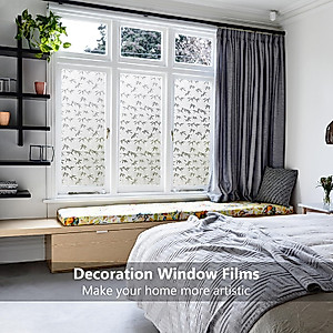 LEMON CLOUD Bamboo Window Film Frosted Glass Privacy Window Stickers Decorative Window Covering Static Cling No Glue Removable Window Decals for Home(23.6 x 78.7 Inch)