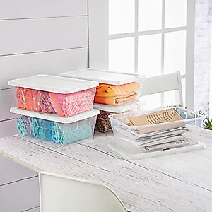 Sterilite 6 Quart Clear Plastic Stackable Storage Container Bin Box Tote with Snap-Close White Lid Organizing Solution for Home & Classroom, 36 Pack