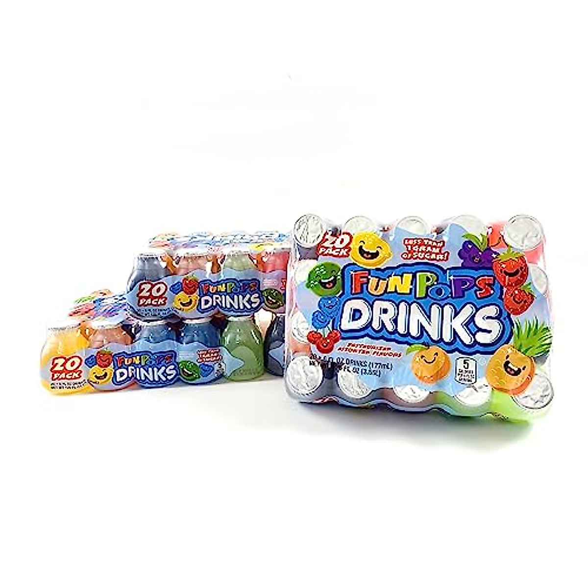 Fun Pops Kids Juice Drink Variety Pack, 6-Ounce 20-Pack, Less Than 1gm Sugar, Flavors Kids Love