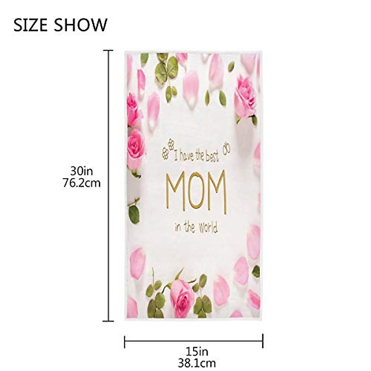 Gift for Mom,Mother's Day Roses Floral Soft Hand Towels 30x15,Decorative Best Mom Spring Summer Fingertip Kitchen Dish Towels Washcloth for Bathroom, Hotel, Gym and Spa