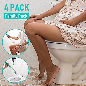 4 Pcs Toilet Aids Tools Long Reach Comfort Wipe Self Assist Tools Butt Wipe Helper Wand Toilet Aids for Limited Mobility, Elderly, Pregnancy, Disabled, Shoulder or Back Pain, 15 Inch