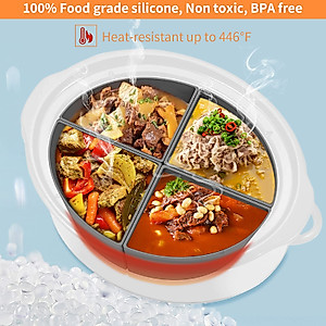 Slow Cooker Liners Divider 4 in 1, Silicone Crockpot Liner fits 6QT, Silicone Crockpot liner Reusable, Safe Food Grade Silicone Cooking Liner for 6 Quart Pot High Thermostability,Leak proof,Easy Clean