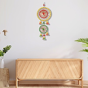 Smizzy Door Hangings for Decoration/Ring Wall Hangings with Jhumki for Haldi Mehandi Temple Decor | Pooja Room Decoration Items | Back Dropper | showpiece for Home Decor (Pack of 4)