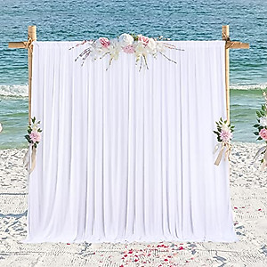 10ft x 10ft White Backdrop Curtains Panels for Party Wrinkle Free Fabric Backdrop Drapes Decorations Cloth for Wedding Baby Shower Photography Engagement Bridal Shower Gender Reveal Background Curtain