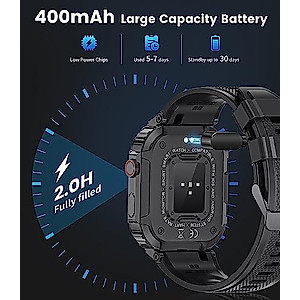 Smart Watch for Men Bluetooth Make Calls with 1.96in Big Screen 400mAh Long-Lasting Battery Message Reminder Voice Assistant IP68 Waterproof Rugged Sports Tracker Android iOS Stylish Men's Smartwatch
