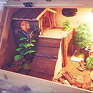 Dwarf Hamster Wooden House Rat Hideout Hut with Climbing Ladder Play Toys Hamster Toys Wooden House for Dwarf Hamster Mouse Rat and Other Small Animals