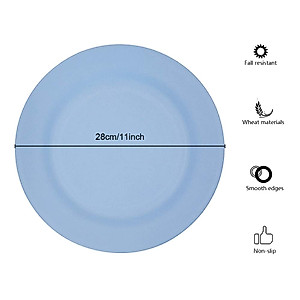 SNOMEL 11 Inch Dinner Plate Set, Extra Large Pasta Plates, Unbreakable Dishes, Lightweight Wheat Straw Salad Dinnerware, Reusable Fiber Dessert Tableware (Pink)