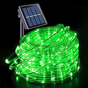 JMEXSUSS Green Halloween Solar Lights, 66 ft 200 LED Rope Lights Outdoor Waterproof, PVC Tube Green Christmas String Lights for Halloween Party Tree Fence Christmas