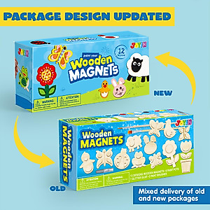 JOYIN 12 Wooden Magnet Creativity Arts & Crafts Painting Kit for Kids, Decorate Your Own Painting Gift for Easter Basket Stuffers, Birthday Parties and Family Crafts, Party Favors for Boys Girls