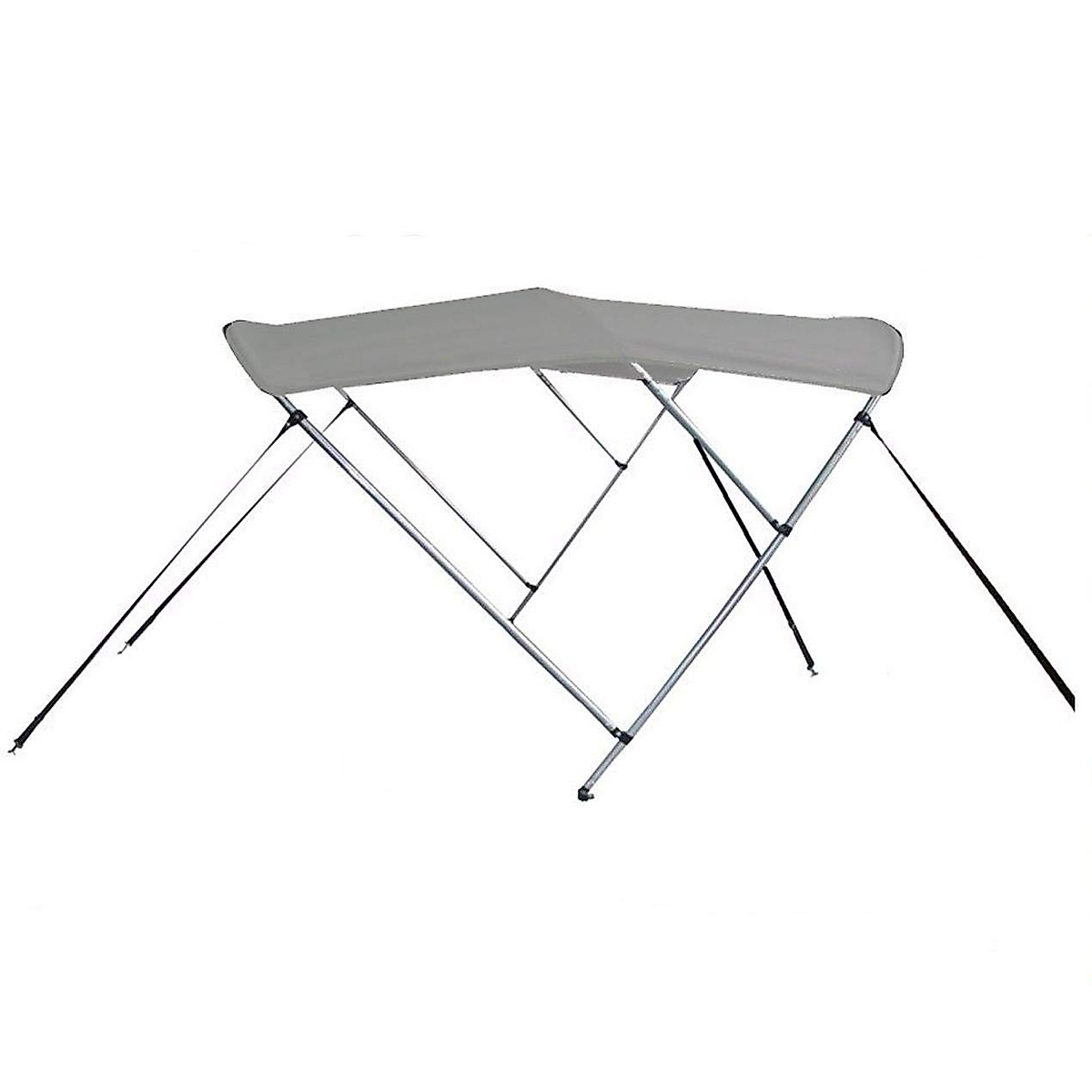 STOPBYUS 7.6 oz Gray 3 Bow Round Tube Boat Bimini TOP Sunshade Compatible for Xpress Yukon 18 2009-2015