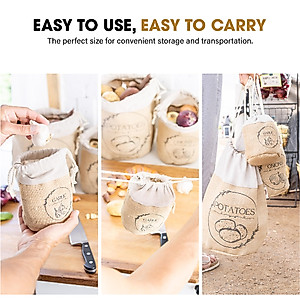 Potato Storage Bag | Natural Jute Potato Onion Garlic Storage Set for Pantry | Breathable & Fresh Onion Potato Storage | Easy to Clean Potato and Onion Storage Bag | Air Flow, Light Blocking