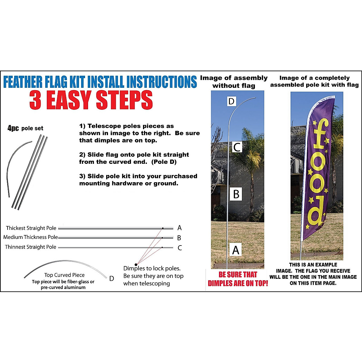 Now Hiring Four Pack of Advertising Feather Banner Swooper Flag Signs with Flag Pole Kits and Ground Stakes for Businesses, Patriotic Theme, 4pack