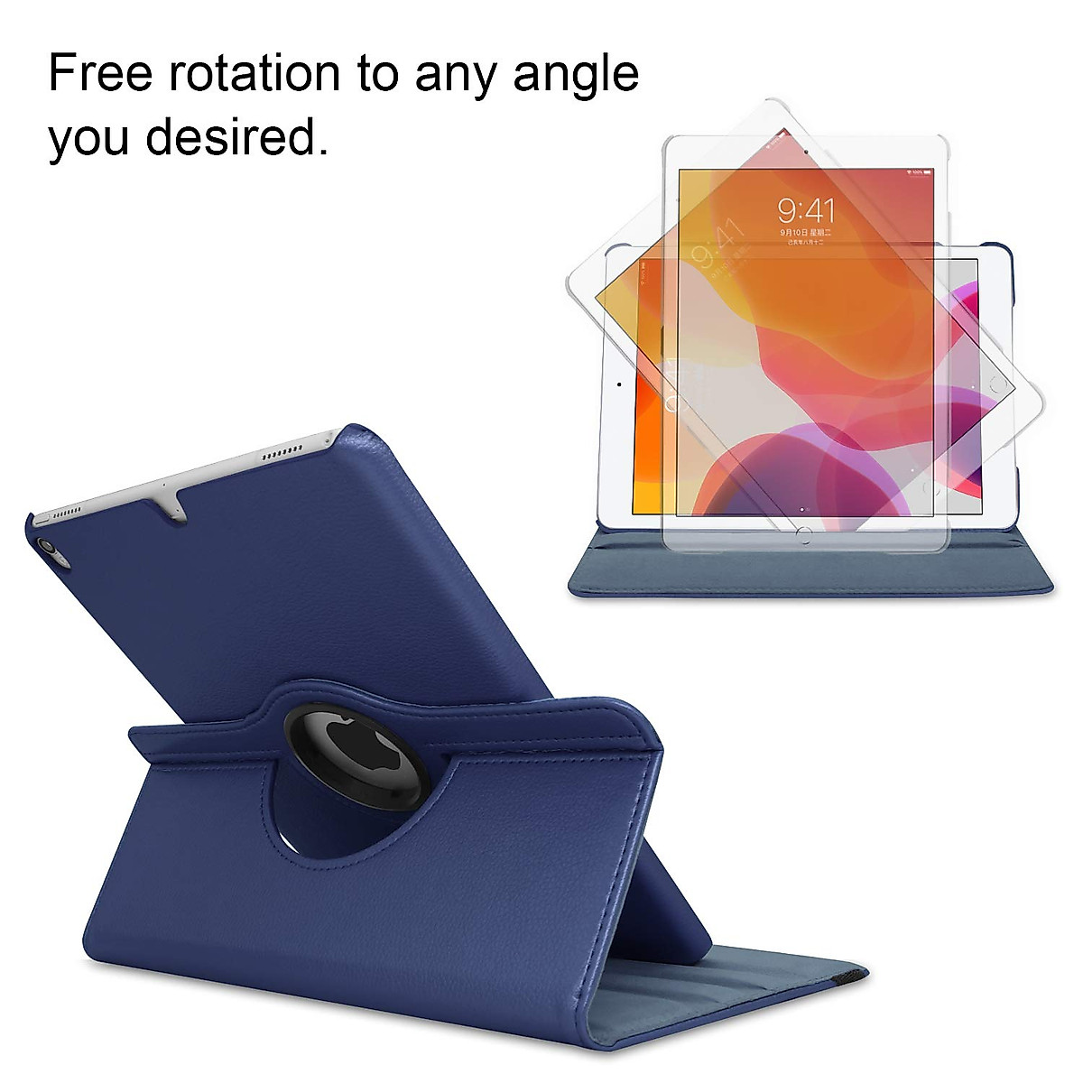 NEWQIANG for iPad Air 1st Case Cover - 360 Degree Rotating Stand, Auto Sleep Wake - Fit for Model A1474 A1475 A1476 MD785LL/A MD876LL/A (A6 - Blue)