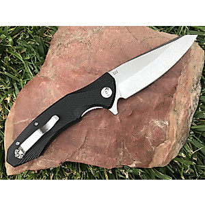 TACTICAL GEARZ Pocket Knife for EDC! G10 Handle! D2 Steel Stonewashed Blade! Includes Sheath! (Zeta)