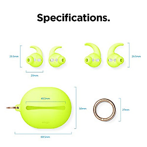 elago Earbuds Hook Cover Compatible with Apple AirPods 2 & 1 or EarPods Ergonomic Design, Durable Construction, Full Access [4 Pairs: 2 Large + 2 Small] (Neon Yellow)