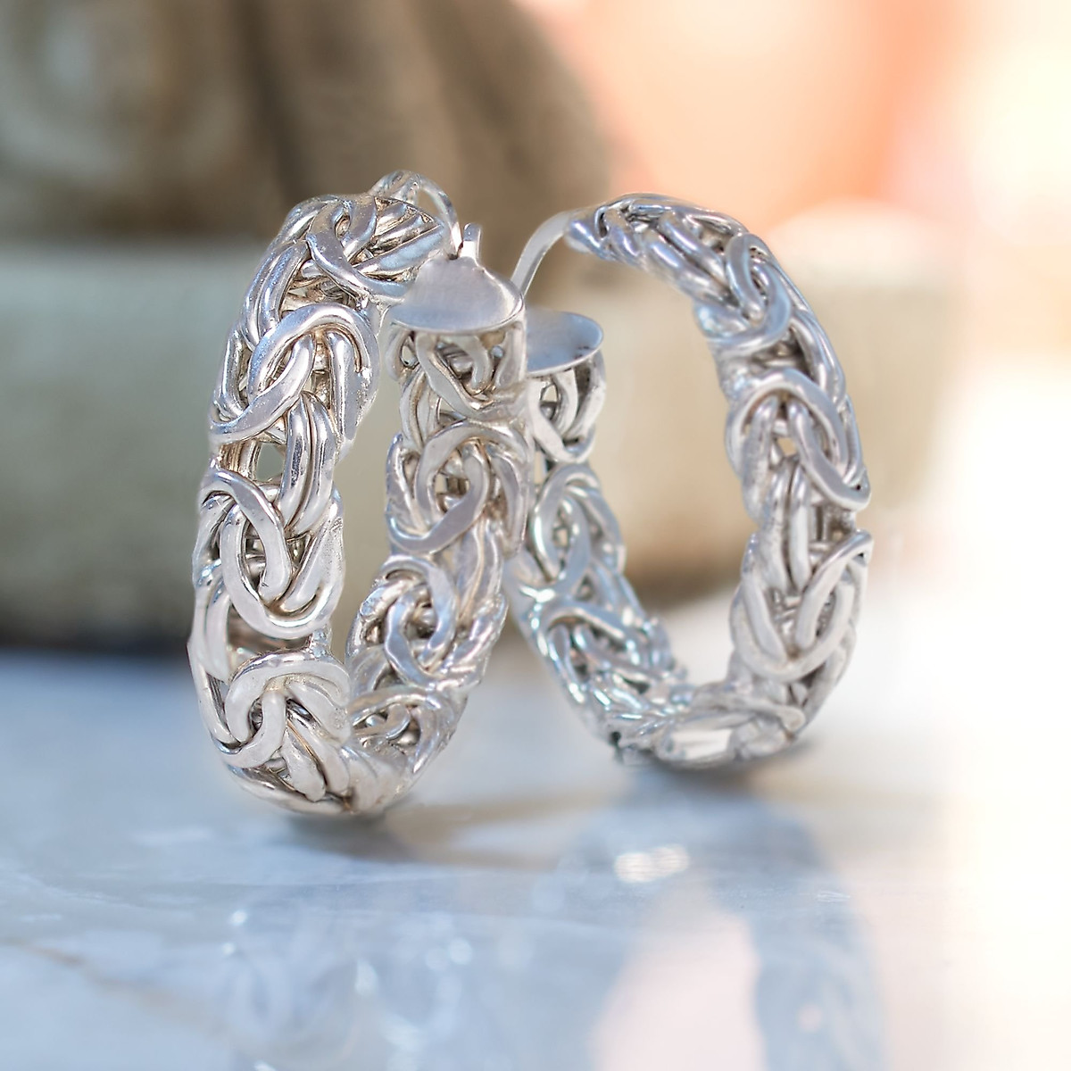 Ross-Simons Sterling Silver Byzantine Hoop Earrings