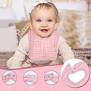 duludulu Muslin Baby Bibs, Baby Bibs for Baby Girl & Boy Organic Cotton Newborn Drool Bandana Bibs and Burping Cloth, Adjustable Soft Baby Bib for Drooling and Teething (6 Pack)