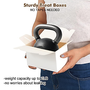 Moretoes 48 Pack White Treat Boxes Gable Boxes Party Favor Boxes Paper Gift Boxes for Birthday Party Shower 6 x 3.5 x 3.5 Inches