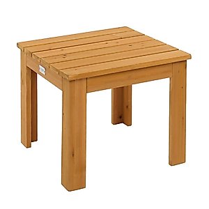 VINGLI Outdoor Adirondack Side Table W/Natural Finished, 18" Square Thick Wooden Coffee Table Top, Stable Large Weight Capacity Conversation End Table for Patio Backyard, Garden, Poolside and Balcony