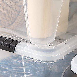 IRIS USA 32 Quart Stackable Plastic Storage Bins with Lids and Latching Buckles, 4 Pack - Clear, Containers with Lids and Latches, Durable Nestable Closet, Garage, Totes, Tubs Boxes Organizing