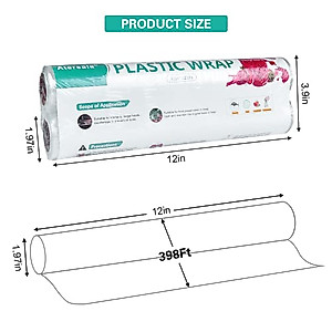 Atersala Plastic Wrap Set,2 Rolls 12in*328ft Premium BPA-Free PE Cling Wrap For Home Kitchen Food/Fruit/Vegetable Fresh-Keeping Packaging