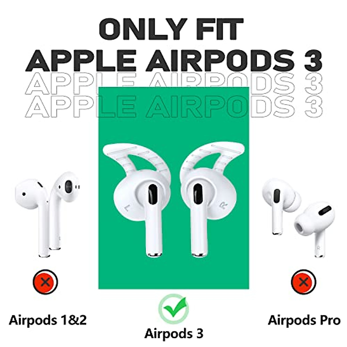 Ear Hooks for AirPod 3, Ear Grip Covers Silicone Accessories for Apple AirPods 3rd Generation Anti-Slip Ear Hook Holders Earbud Tips Earhooks (5 Pack)