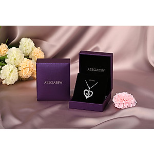 ABBGIABBW 925 Sterling Silver Mother and Daughter Love Heart Pendant Necklace Mom Daughter Jewelry Gifts for Women