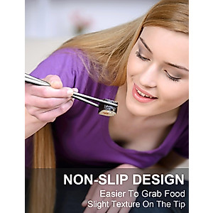 FOFAYU 5 Pairs Metal Chopsticks Reusable 18/8 stainless steel Chopsticks Japanese Style Dishwasher Safe Lightweight Non-Slip Chop Sticks 9 1/4 Inches Present Set