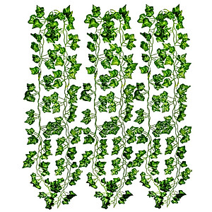 LEFV Ivy Garland 6 Feet Long Artificial Vine Plant Leaves Silk Greenery Chain Wedding Party Supplies Garlands Home Garden Wall Decoration Sweet Potato Leaf, Pack of 1