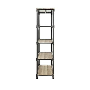 Acme Itzel 4-Tier Metal Frame Bookshelf in Sandy Gray and Oak