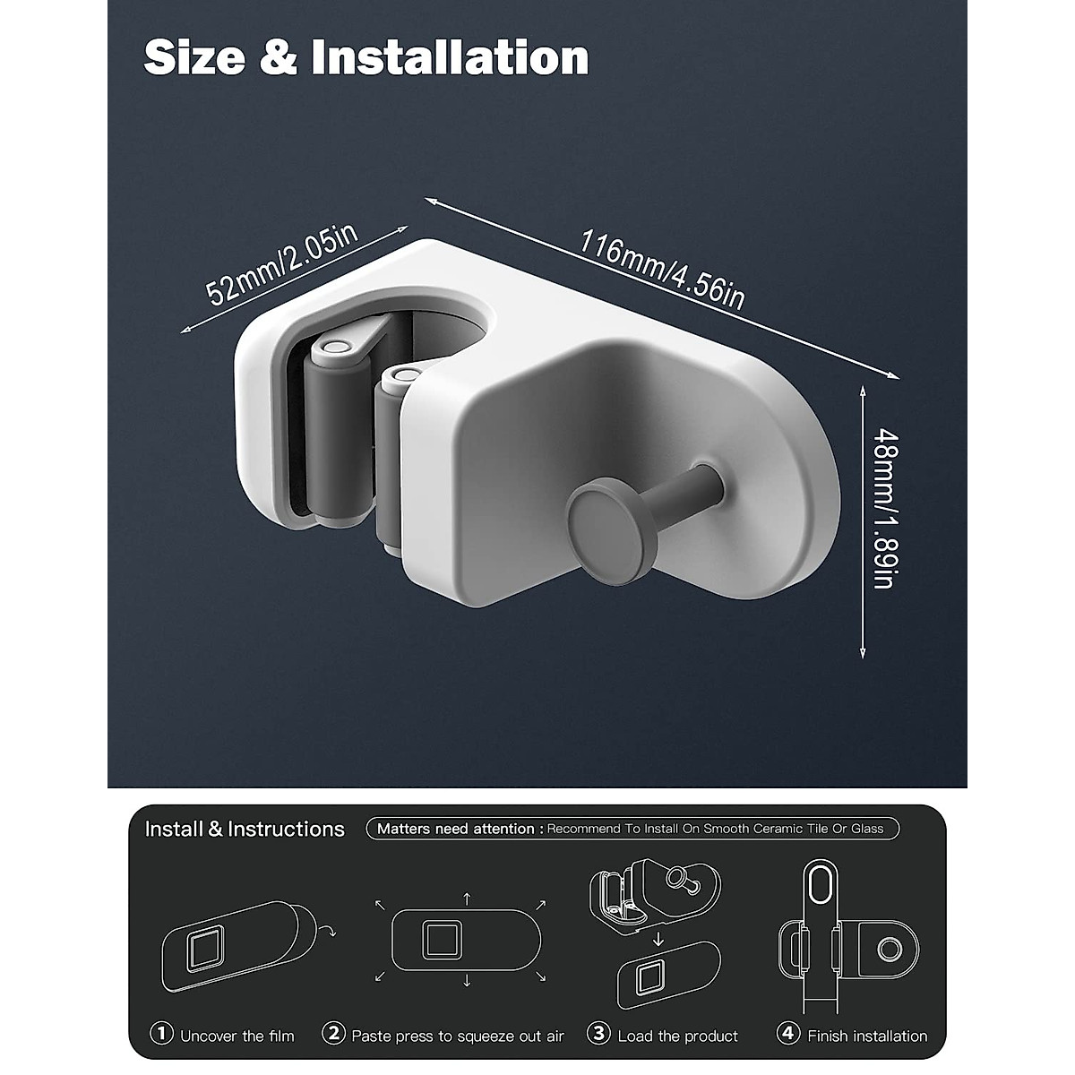 BEZOX Mop Holder with Hook - Drill Free Wall Mount Broom Gripper, Cleaning Supplies Organizer Utility Holder - 1PCS