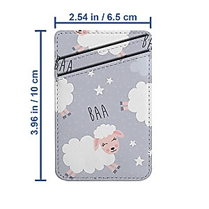 Diascia Pack of 2 - Cellphone Stick on Leather Cardholder ( Sweet Dreams Sheep Animal Pattern Pattern ) ID Credit Card Pouch Wallet Pocket Sleeve
