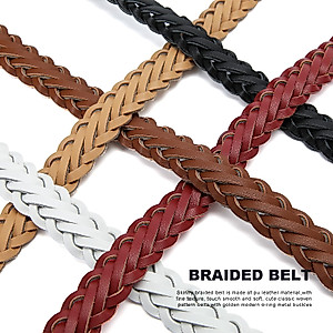 Pettata 2 Pack Thin Braided Belts for Women Classic Waist Belt Skinny Woven Strap for Jeans Pants Dress Black Beige Small