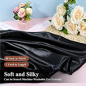Satin Fabric by The Yard, 60 Inch Wide Black Satin Fabric Shiny & Silky Lining Fabric Satin Cloth Fabric for Wedding Dress, Clothing Making, DIY Crafts, Table Cover, Sewing(Black)