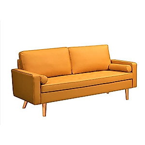 Container Direct US Pride Furniture 69.68'' Wide Faux Leather Modern Luxury Beautifully Style Living Room Removable Cushions and Solid Wood Legs Sofas, Apricot