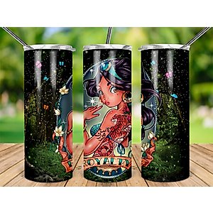 Jasmine #3 20oz Stainless Steel Tumbler, Slide Door Lid & Straw Included, Adult Princess, Royalty, Gift, Great For Keeping Drink Cold or Hot